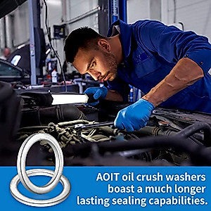 AOIT 10 Pcs Aluminum Transmission Fluid Drain Plug Crush Washer Seal Fits for Toyota Prius Corolla Tacoma Camry, Replacement for The Part# 90430-18008, Used for Change Transmission Fluid