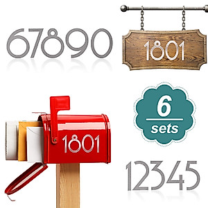 60 Pieces Mailbox Numbers Sticker Reflective Self Adhesive Vinyl Waterproof 0-9 Number DIY Decorations for Mailbox, Sign, Door, Car, Business, Address Number (Silver,3 Inches)