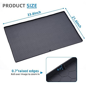 MEIKEYI Under Sink Mat - Kitchen Sink Mats Cabinet Liner Silicone Drip Tray 34" x 22" Unique Drain Function Design , Under Sink Mats for Kitchen Waterproof Bathroom Cabinet Equal Multiple Scenes
