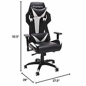 RESPAWN RSP-205 Racing Style Gaming Chair, Leather, White