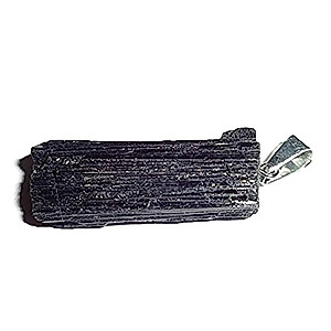 1pc Raw Black Tourmaline Rough Natural Free Form Crystal Healing Gemstone Pendant with Metal Bail Loop