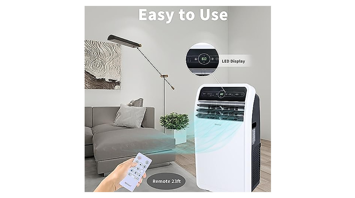 Shinco 12000 BTU Portable AC: 3-in-1 Cool, Dehumidify, Fan