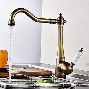 Nostalgie Kitchen Rustic Faucet Kitchen Faucet Tap Mixer Tap Mixer Tap Sink with Water-Tap Brass Handles 360 Adjustable)/Antique