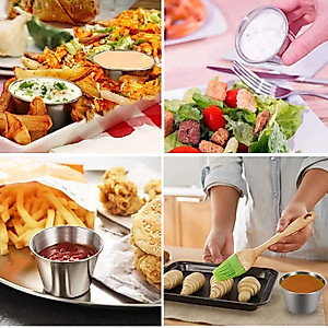 HOMMES Salad Dressing Container to Go, 6x2.4 oz Large Containers with Lids, Reusable Sauce Containers for Lunch Box, 18/8 Stainless Steel Condiment Cup, Easy to Open, Leakproof Dipping Sauce Cups