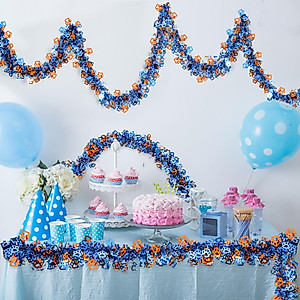 LOLStar Blue Dog Birthday Decorations 26 ft Orange Blue and Light Blue Dog Paw Foil Tinsel Garland,Blue Dog Birthday Party Supplies,Perfect Hanging Photo Booth Prop for Blue Dog Themed Decor