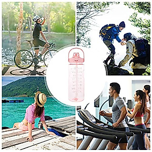 Hemoton 1pc Strap Ml: Cup: Button Plastic Outdoor Ml Gym Ensure Sports Go Handle Reusable Chug Lid Motivational Portable Large You and Leakproof Spout Scale Jug Pink Sippy It with