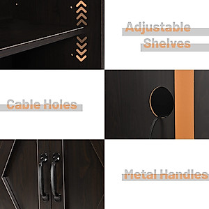 4 EVER WINNER Farmhouse TV Stand for 65+ Inch TV, Espresso Entertainment Center for 65 Inch TV, Modern Farmhouse Television Stands for TVs up to 70, Espresso TV Stand for Flat Screens 65