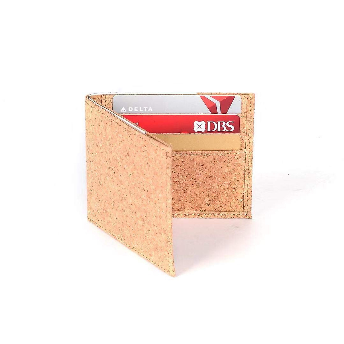 MANISHO Cork Wallet Christmas Gift, Eco-friendly Vegan Bifold Wallet with 2 ID Windows & with 6 Card Slots for Men Women, Non Leather Retro Style Theftproof Billfold