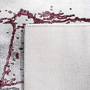 SAFAVIEH Craft Collection 5'3" x 7'6" Grey / Wine CFT877S Modern Abstract Non-Shedding Living Room Bedroom Dining Home Office Area Rug