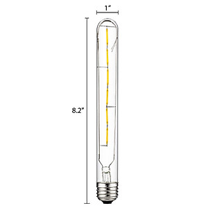 Sunlite LED Filament T8 Tubular Light Bulb, 5 Watts (40W Equivalent), 430 Lumens, Medium E26 Base, Dimmable, 214 mm, UL Listed, 2700K Soft White, 6 Count