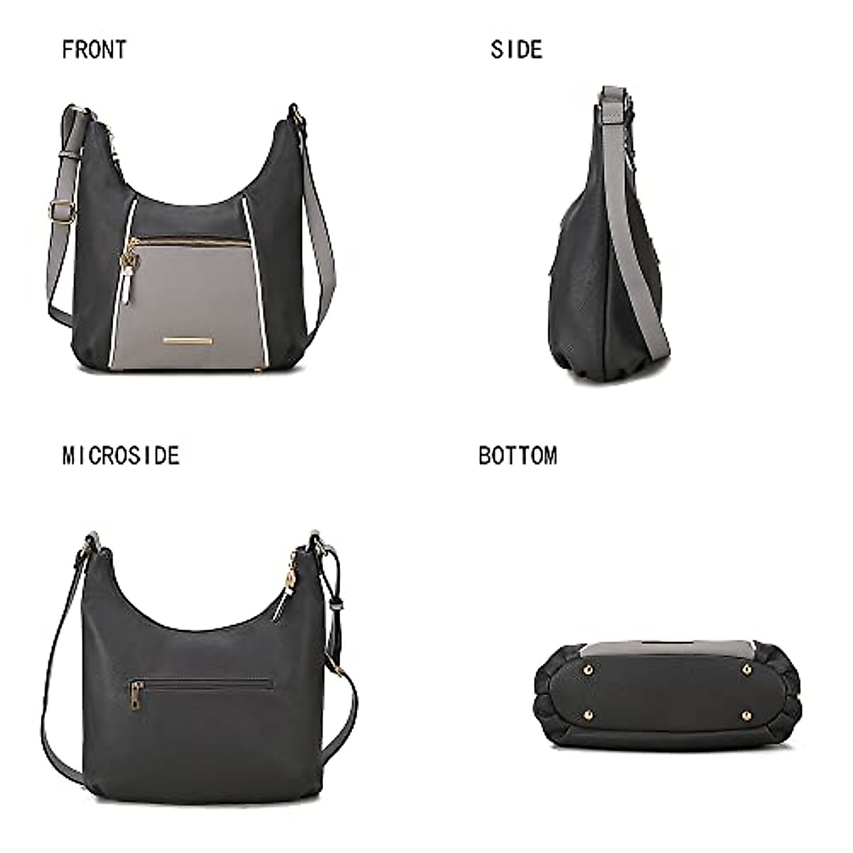 MKF Collection Shoulder Bag for Women, Vegan Leather Hobo Handbag, Crossover Color-Block Purse