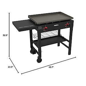 Nexgrill 2-Burner Propane Gas Griddle, 38,000BTUs, 514 sq. in. Flat Top for Outdoor Cooking, Patio, Tailgating, and Backyards, Cart with Caster, Side Shelves, Black, 720-0785