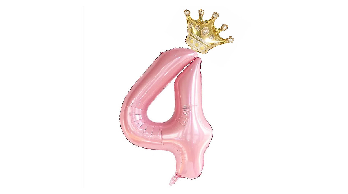 40 Inch Pink Crown Number 4 Balloons for 4th Birthday