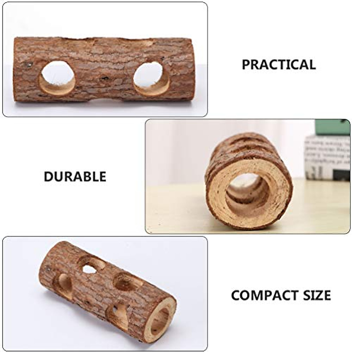 POPETPOP Rabbit Toys Rabbit Toys Rabbit Toys 2pcs Natural Wooden Hamster Tunnel Tube Toy Forest Hollow Tree Trunk (15cm+20cm) Rabbit Toy Teething Toys Bunny Toys