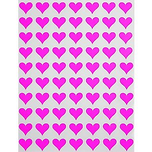 Royal Green Colored Decorative & Cute Heart Stickers - Scrapbooking Stickers, Packaging Stickers, Arts & Crafts Decorative Sticker Labels for Scrapbooks & More - 0.5 inch, 350-Pack (Neon Pink)