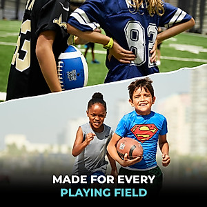 PlayCoach Youth Football in Junior & Peewee Sizes with 10 Basic Passing Routes for Kids 6 to 12 - Endorsed by Drew Brees, Beach Football, Kids Football, Leather Peewee Size Football