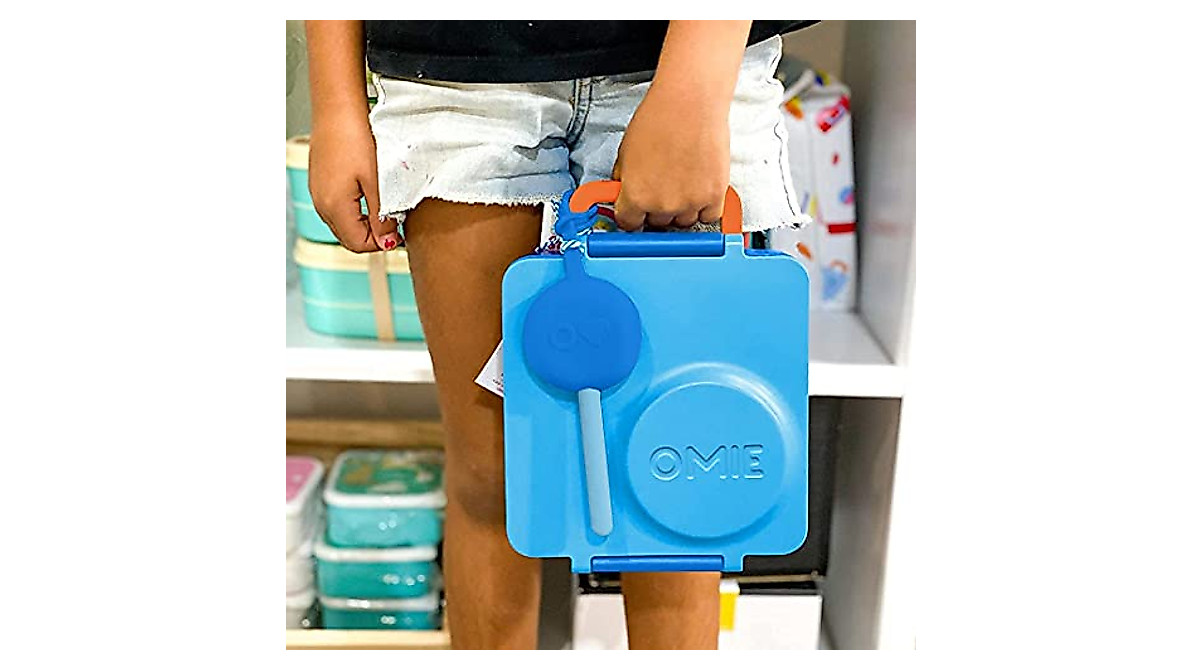 OmieBox Deluxe Bento Lunch Box for Kids - Blue