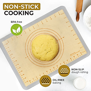 Silicone Baking Mat Thick & Non-Stick Surface - Oven Microwave Dishwasher Freezer Safe - Reusable Sheet for Making Cookies, Baked Goods - Small Rolling Pad for Dough - 15.75"x11.81" by Cook’n’Chic