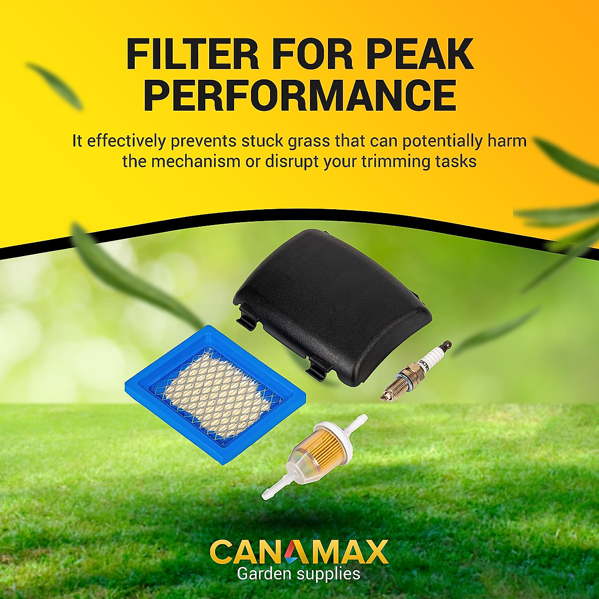 Canamax 14-096-133-S Air Filter Cover Base Cleaner Kit - Air Filter, Fuel Filter, Spark Plug Replacement For Kohler XT650 XT675 Engine - Replaces 14 096 133-S 14096133-S