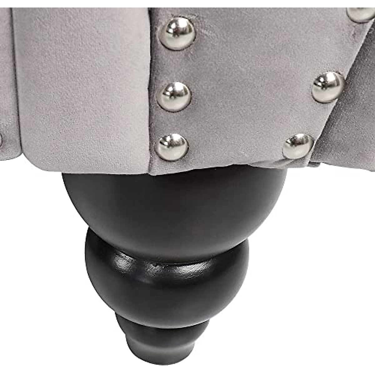 Chesterfield Sofa, Modern Tufted Velvet Couch 3 Seater with Scroll Arms and Nailhead for Living Room, Bedroom, Office, Apartment (Grey)