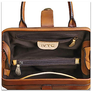 Genuine Leather Satchel Handbag for Women Purse Top Handle Bags Handmade Vintage Crossbody Bag Purses (Brown) Medium