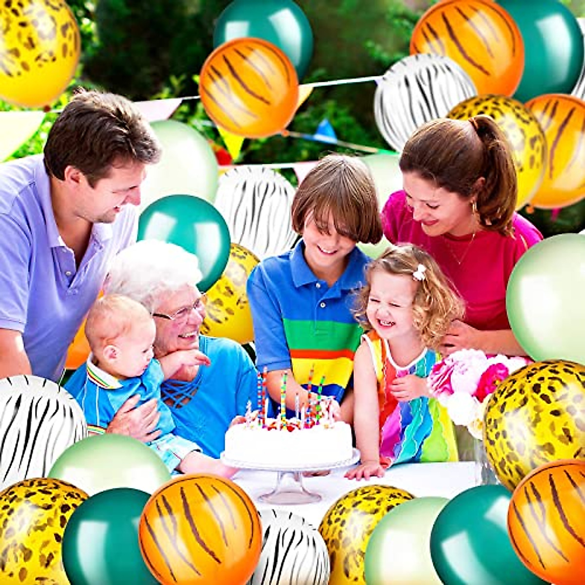 Liliful 24 Pieces Jungle Balloons 12 Inch Jungle Safari Balloons Animal Print Balloons Jungle Safari Theme Party Decorations Jungle Theme Party Supplies (Fresh Color,Animal Print Style)