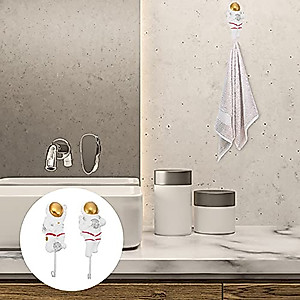 Hoement 2 pcs Hat Back Hanging Wall- Accessories Free Mudroom Adhesive Astronaut Decorative Mounted Statue Scarves Sculptures Clasps Towel Door Decoration for Rack Towels Sticky Heavy