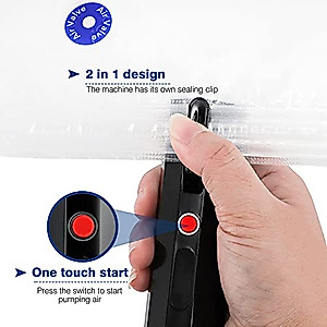 Moonshan Handheld Vacuum Sealer Portable Food Vacuum Sealing Machine 1200 mAH Rechargeable Lithium Battery Carry-on Type with 5 Reusable Bags for Home