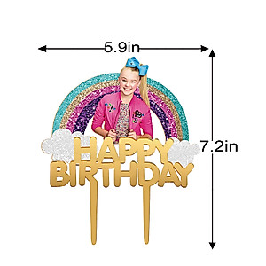 Acrylic JoJo Siwa Happy Birthday Cake Topper JoJo Rainbow Cake Topper for Girls Birthday Party Decoration Supplies