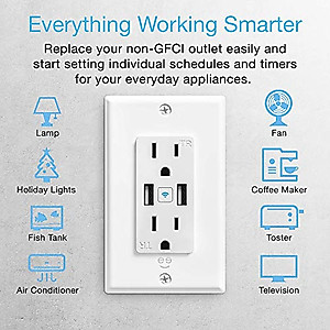 Geeni High Speed USB Charger Smart Outlet, White, 2 Outlets, 2 USB Ports – No Hub Required – Smart Outlet Works with Amazon Alexa, Google Home &, Requires 2.4 GHz Wi-Fi