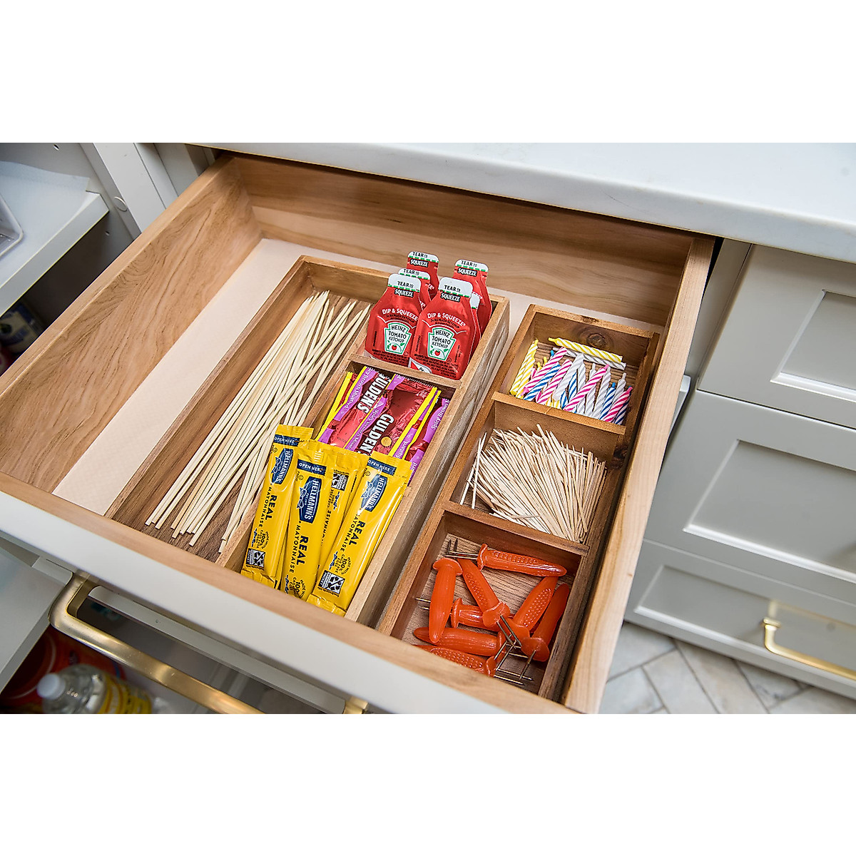 Lipper International Acacia Organizer Tray, 4-Compartments, 12" x 8" x 1 3/4"