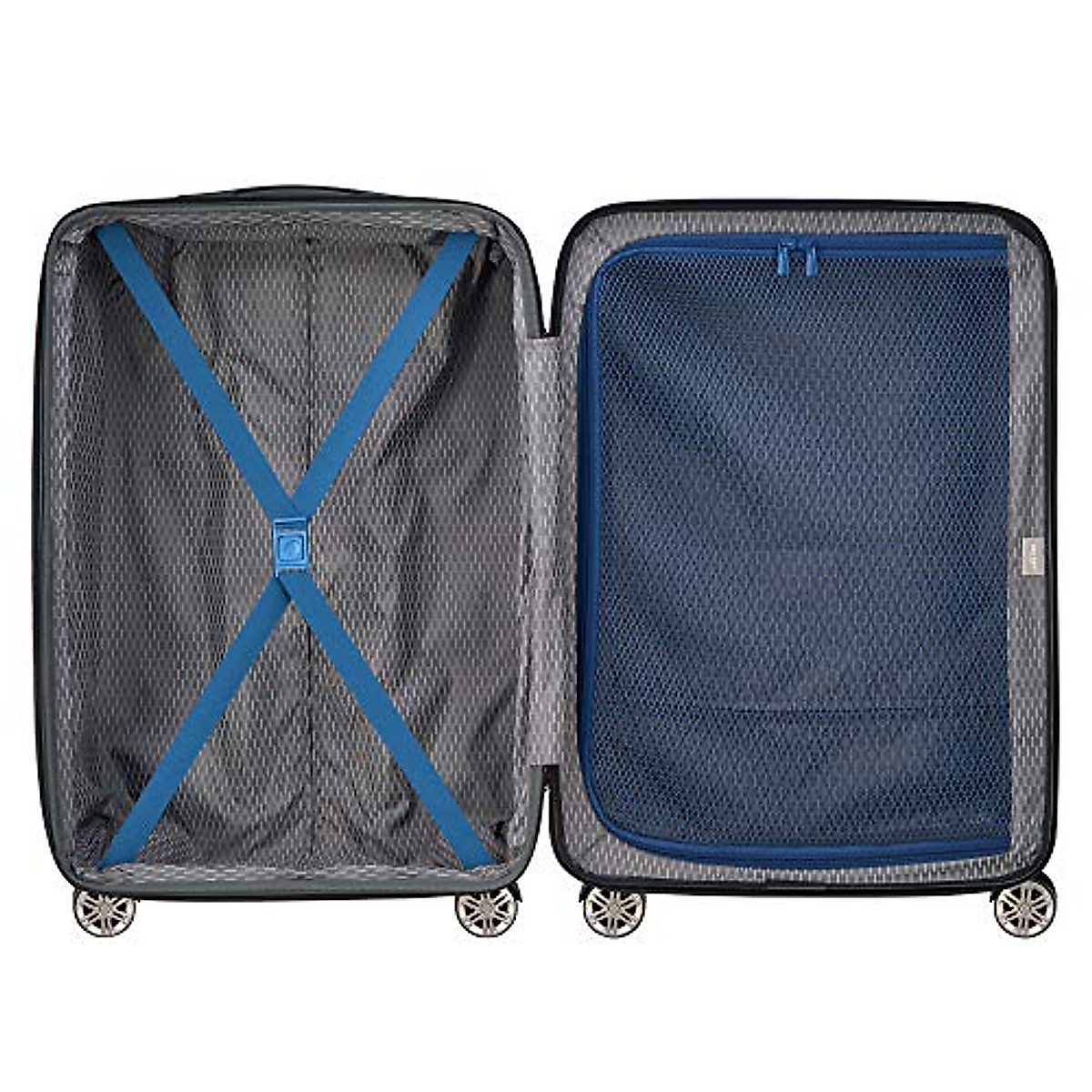 Delsey Luggage Comete 2.0 Medium Checked Luggage, Hard Case Expandable Spinner (Steel Blue)