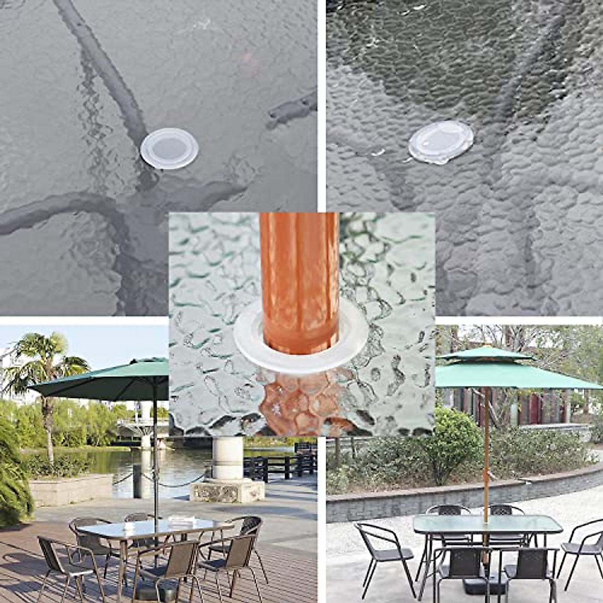 TUNAMAQU Umbrella Hole Ring Plug Set, Table hole cover, Umbrella table ring, for Tempered Glass Outdoors Table (Pack of 2)
