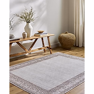 Livabliss x Our PNW Home Rainier Cottage Border Washable Area Rug, 2'7" x 10', Brown/Cream