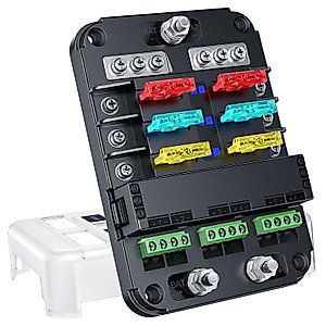 RANDPOW 12V Fuse Block, Upgraded 6 Circuit 12 Volt Blade Fuse Box Kit with Electrical Switch, ACC Interface, and LED Indicator, Fuse Panel Relay Box Kit for 12V/24V Automotive Marine Truck Car Boat RV