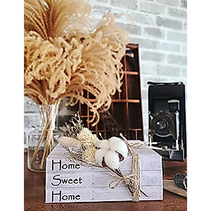 PMPX Decorative White Books, Secret Memory Box, 2 Hardcover Blank Journals Guest Book or Diary Home Sweet Home Rustic Farmhouse Décor Stacked Books for Wedding, Entry Way Table, Living Room Tables