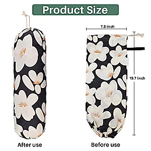 TOGETRUE Plastic Bag Holder, Wall Mount Floral Grocery Bag Holder, Reusable Shopping Bag Storage Holder Organizer for Kitchen Pantry (Basic Black)