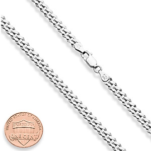 Miabella Solid 925 Sterling Silver Italian 5mm Diamond Cut Cuban Link Curb Chain Necklace for Women Men, Made in Italy (20 Inches)