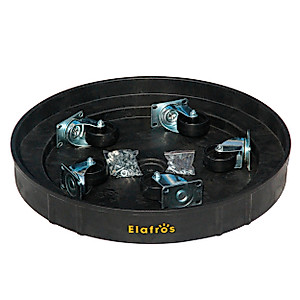 ELAFROS 30 Gallon and 55 Gallon Heavy Duty Plastic Drum Dolly – Durable Plastic Drum Cart 900 lb. Capacity- Barrel Dolly with 5 Swivel Casters Wheel,Black, 2 Packs