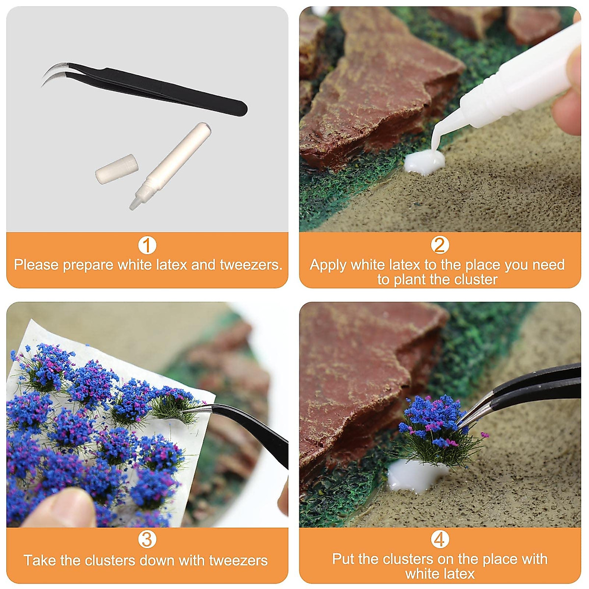 Miniature Vegetation Bushy Shrubs Tuft Flowers with Model Bases War Game DIY Railway Terrain Scenery (D)