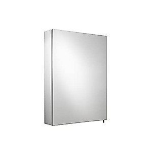 Croydex Finchley Single Door. Surface Mount Flexi-Fix Easy Hanging System Medicine Cabinet, 20 in (W) x 26 in (H) Stainless Steel