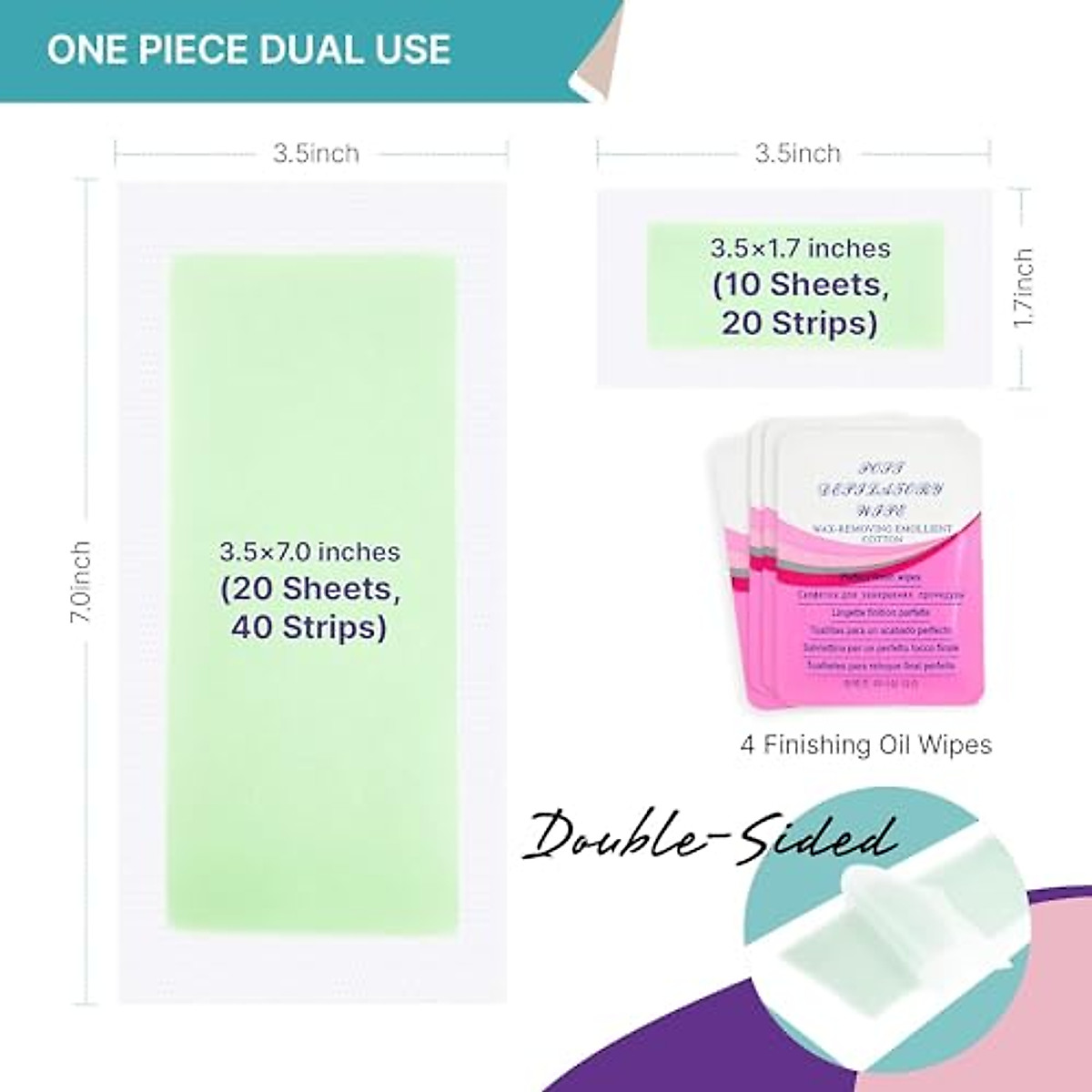 Wax Strips Hair Removal for Women: ELIAGLOW 40 Waxing Strips Dual Sides & 4 Calming Oil Wipes