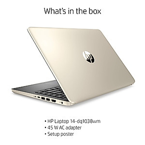 HP 2022 14'' HD Home and Business Laptop PC Intel 10th Gen 2-Core i3-1005G1 32GB DDR4 RAM 1TB M.2 SSD Intel UHD Graphics WiFi AC BT USB-C HDMI RJ45 Webcam Gold Windows 11 Pro w/Accessories