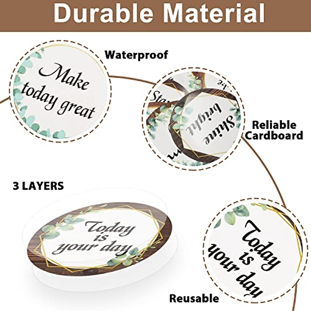 50pcs Positive Sayings Accents Eucalyptus Motivational Classroom Cutouts Decors Growth Mindset Chips Inspirational Quotes Bulletin Board Class Door Decorations