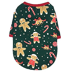 Gingerbread Man Pattern Pet Coat Dog Christmas Clothes Adorable Pet Party Outfit- Pet Party