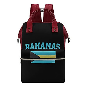 Bahamas Flag Diaper Bag Backpack Large Capacity Mommy Bags Multifunction Nappy Bag Travel Back Pack Red-Style