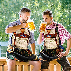 JFQ 2PCS Oktoberfest Apron, Oktoberfest Party German Dirndl with Adjustable Tying Ropes Cooking Gardening BBQ Baking Aprons for Bavarian Beer Festival