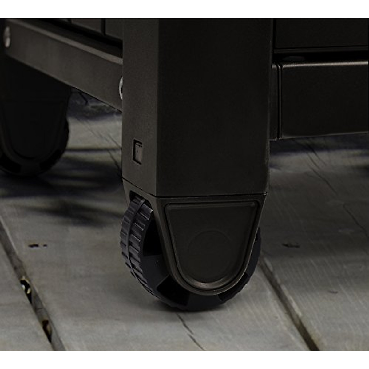 Keter Unity Portable Outdoor Table and Storage Cabinet with Hooks for Grill Accessories-Stainless Steel Top for Patio Kitchen Island or Bar Cart