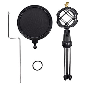 Rockville RTMS21 Desktop Tripod Microphone Stand with Pop Filter + Shock Mount