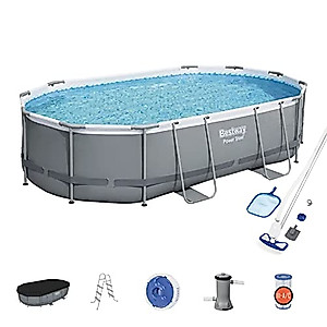 Bestway 56655E-BW 16 Foot x 10 Foot x 42 Inch Above Ground Swimming Pool Set with Filter Pump with Bestway 58234E-BW Maintenance Cleaning Kit